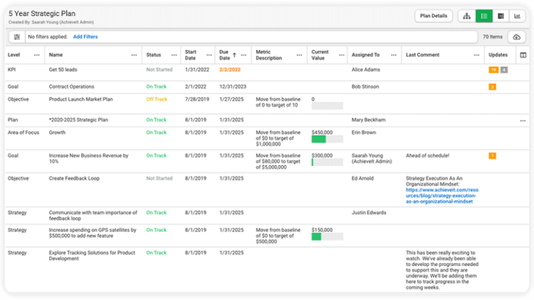 Strategic Planning Software Solution for Plan Leaders